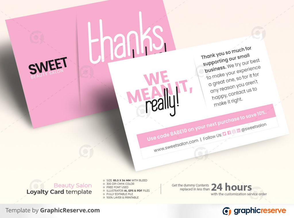 Beauty Salon Loyalty Card Design Template Graphic Reserve
