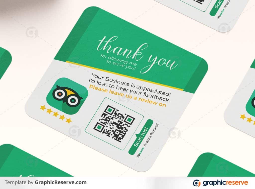 TripAdvisor 5 Star Review with QR Code Scanner Square Sticker template ...