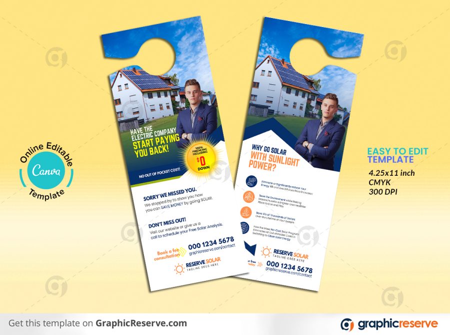 Solar Direct Mail Marketing EDDM Postcard Design Canva Template 