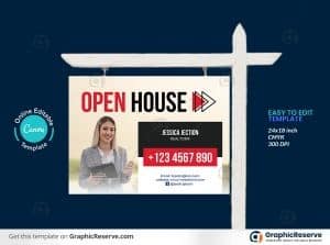 Modern Open House Yard Sign Canva Template