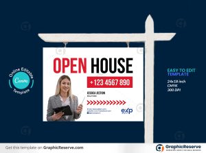 Open House Yard Sign (Canva template) - Graphic Reserve