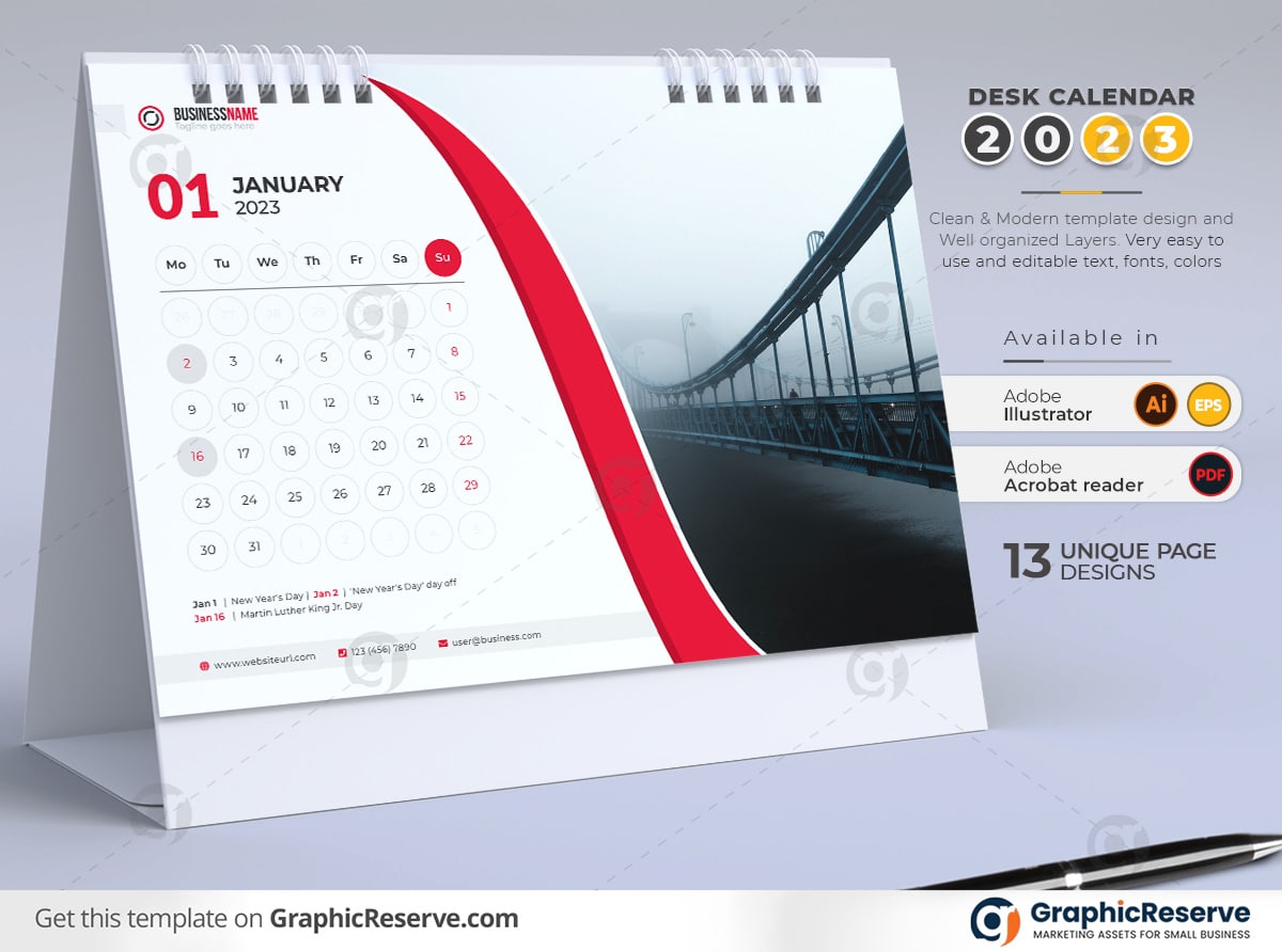 2023 Desk Calendar Templates | 40+ Canva, AI, EPS, IND Free