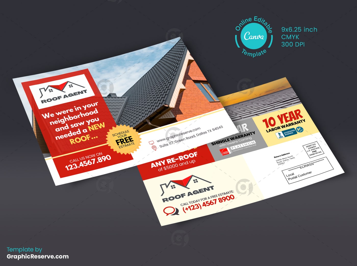 Re Roofing EDDM Mailer Design Canva Template Graphic Reserve