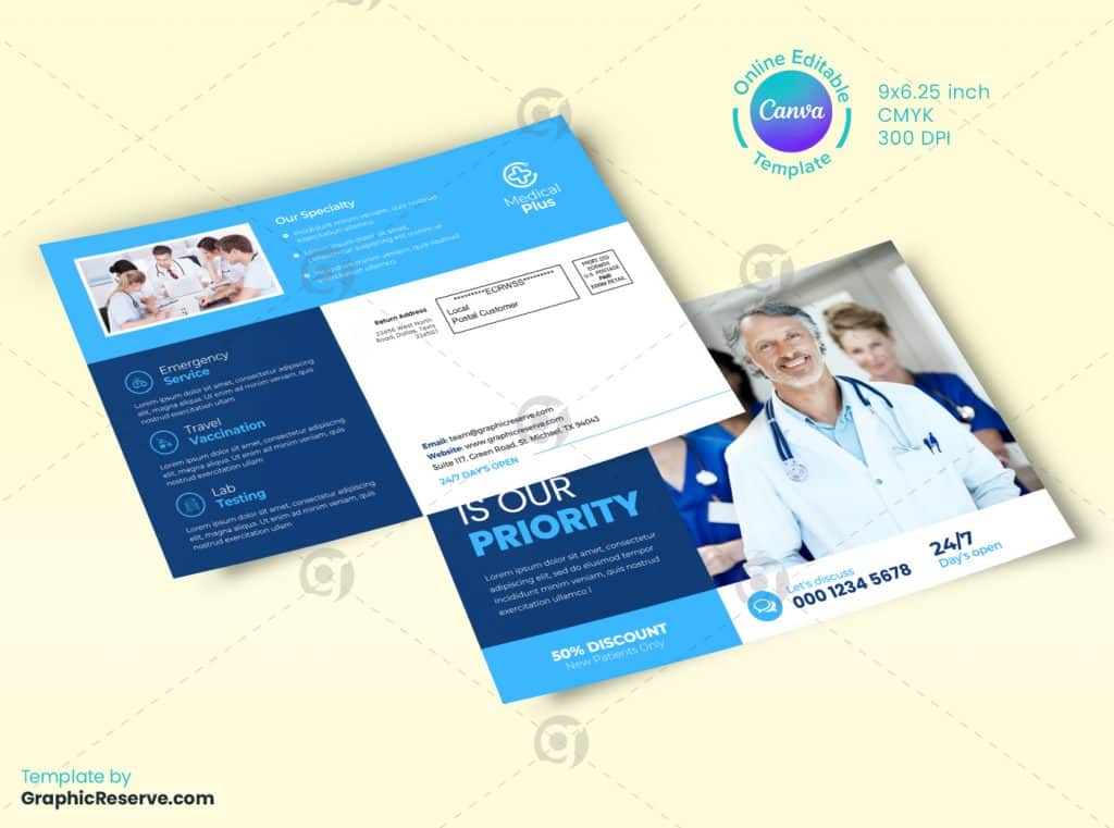 Medical Direct Mail EDDM Postcard Canva Template - Graphic Reserve
