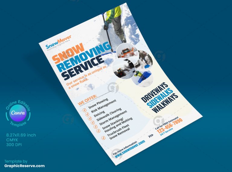 Snow Removal Service Flyer Canva template - Graphic Reserve