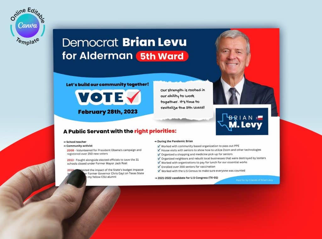 Political Postcard Political Mailer Canva EDDM Template Graphic Reserve