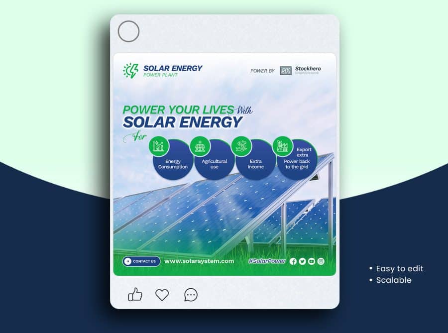 Solar Social Media Posts Template Bundle for Digital Marketing V1 ...