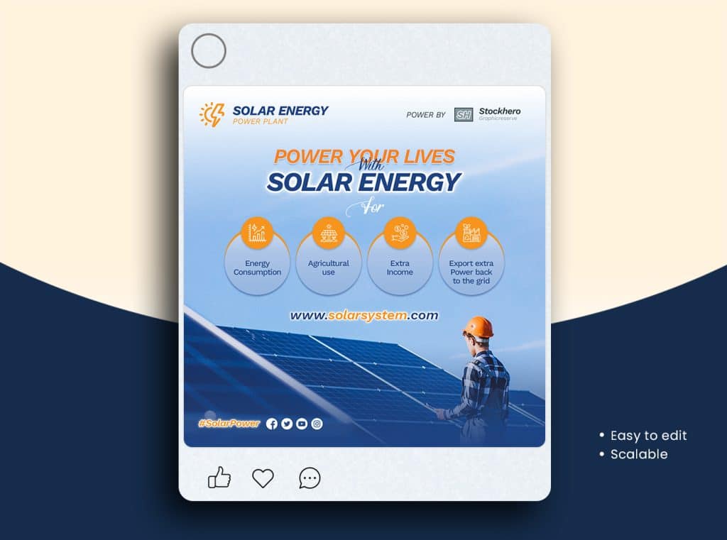 Solar Social Media Post Template Bundle_v1 - Graphic Reserve
