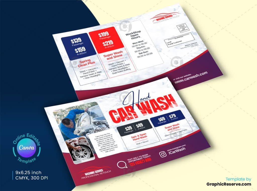 9+ Car Wash Direct Mail Marketing Postcards CANVA Templates