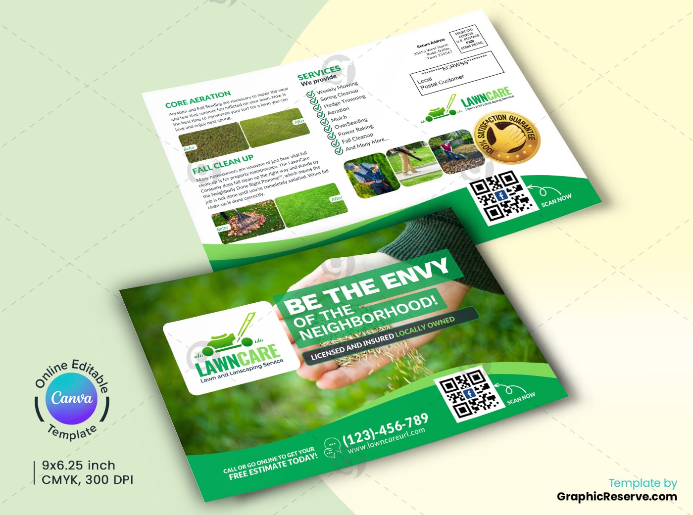 Lawn Service EDDM Postcard Canva Template Graphic Reserve