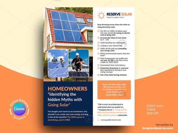 Solar Flyer: Create Awesome Designs with Our Canva Templates! - Graphic ...