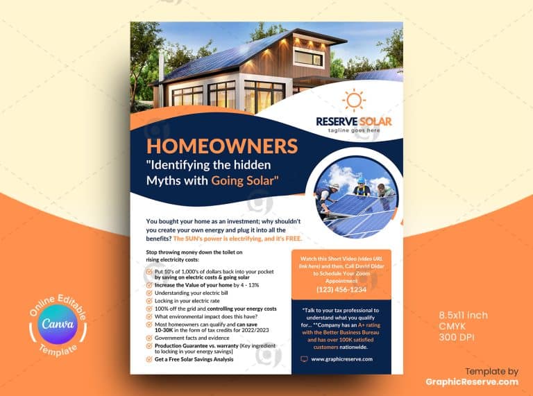 Solar Product Flyer Design Canva Template