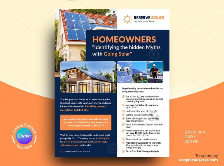Solar Panel Marketing Flyer Design Canva Template