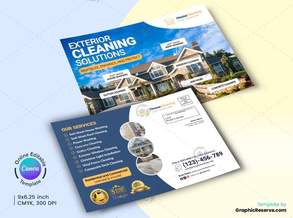 Professional Exterior Cleaning EDDM Mailer Canva Design