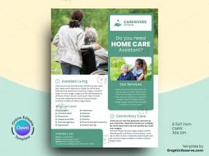 Home Care Assistant Canva Flyer Design - Graphic Reserve