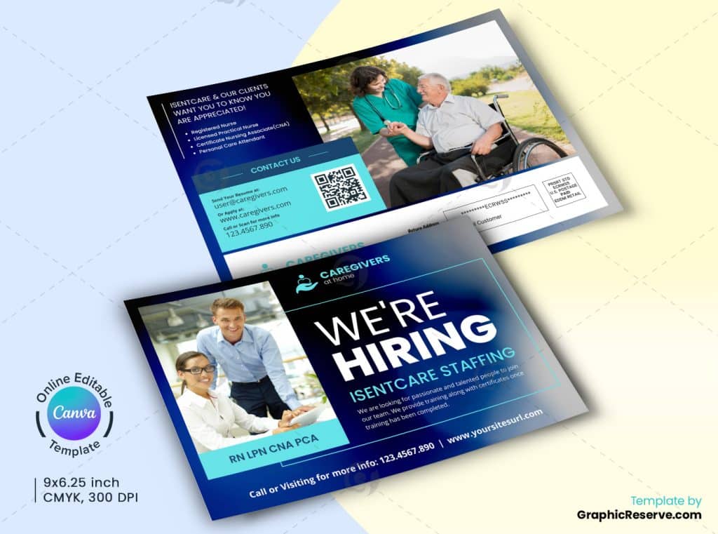 Caregivers Hiring Home Care Canva Flyer 3 in 1 Bundle Template
