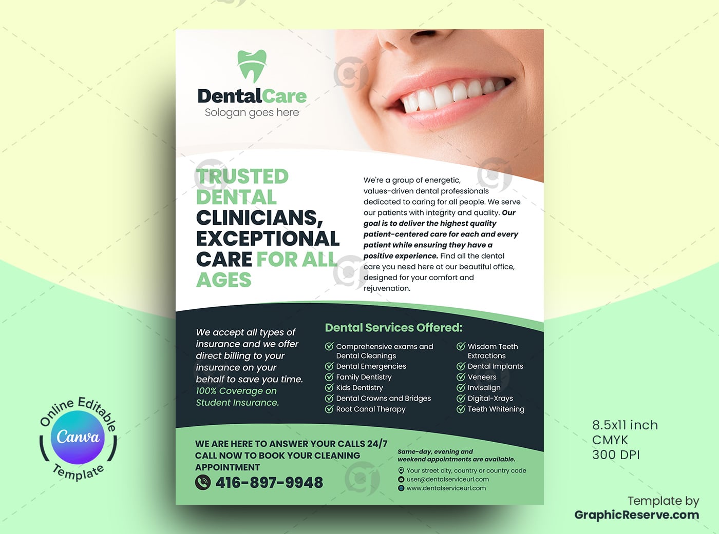 Dentistry Flyer Canva Template Graphic Reserve