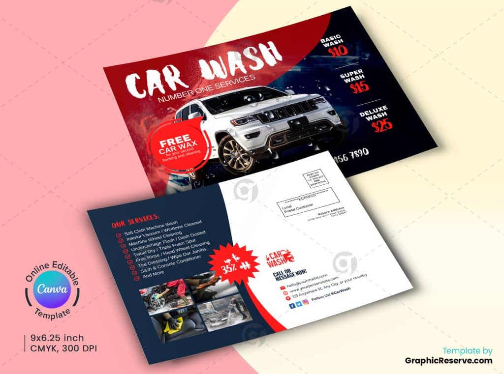 Car Wash Servicing Offer Canva Template Bundle