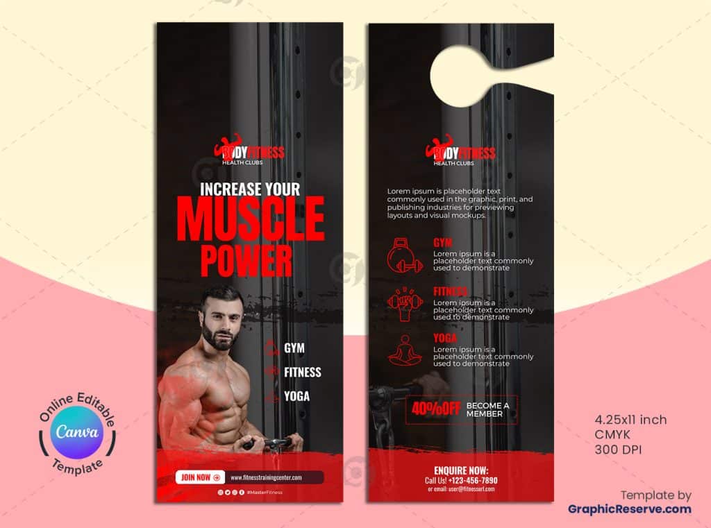 Muscle Power Marketing Material Bundle Canva Template