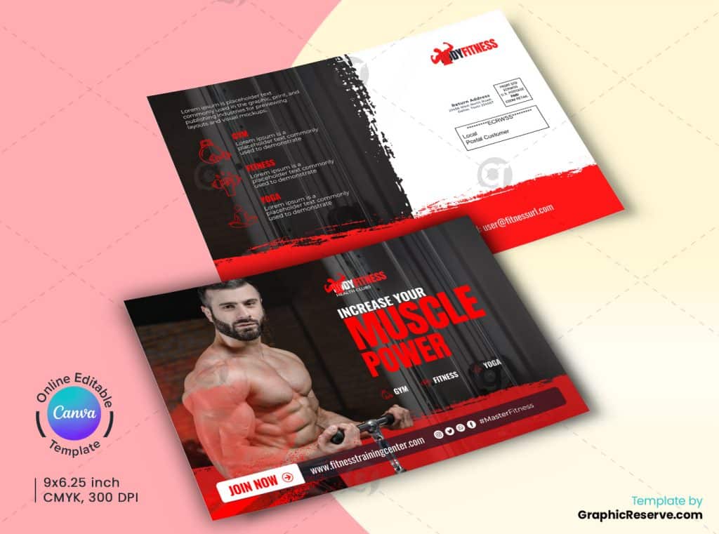 Muscle Power Marketing Material Bundle Canva Template