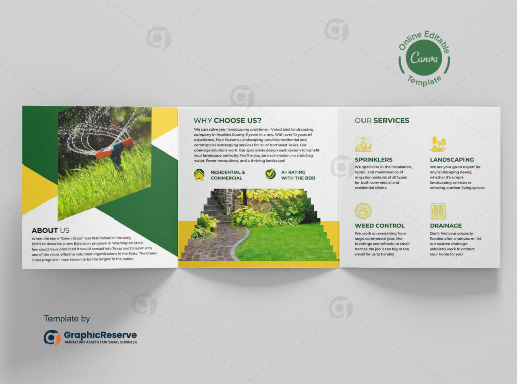 Lawn & Landscaping Square Brochure Template