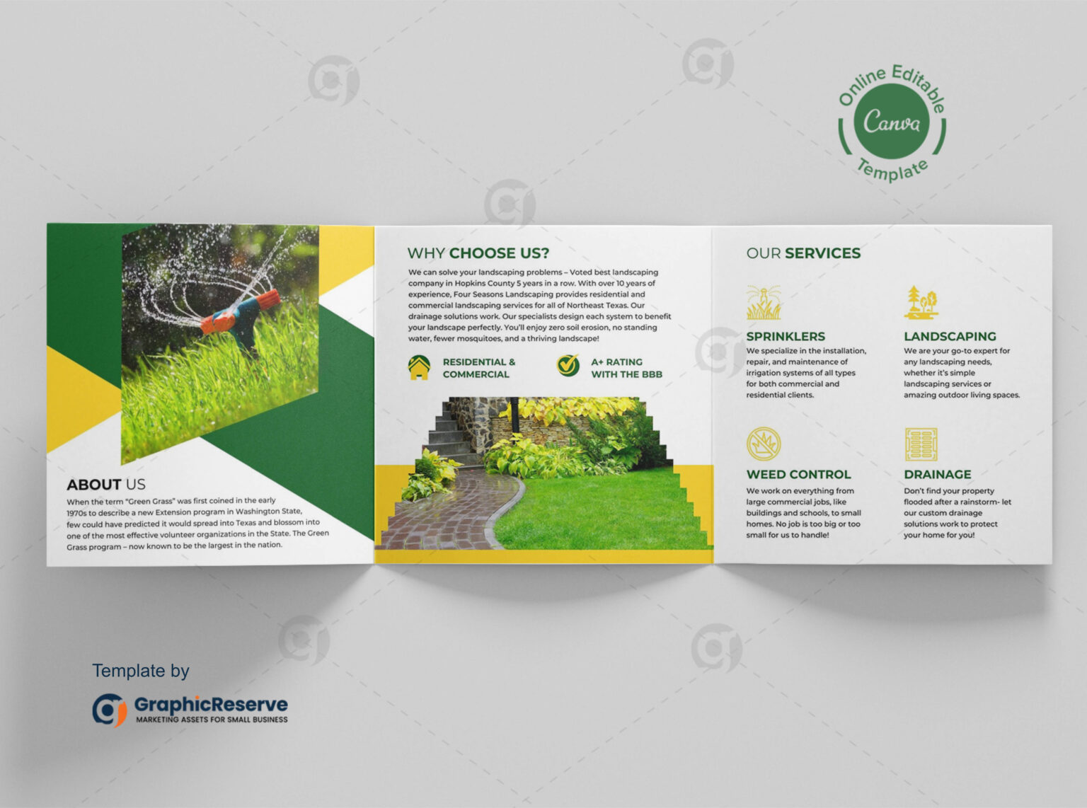 Lawn & Landscaping Square Brochure Template