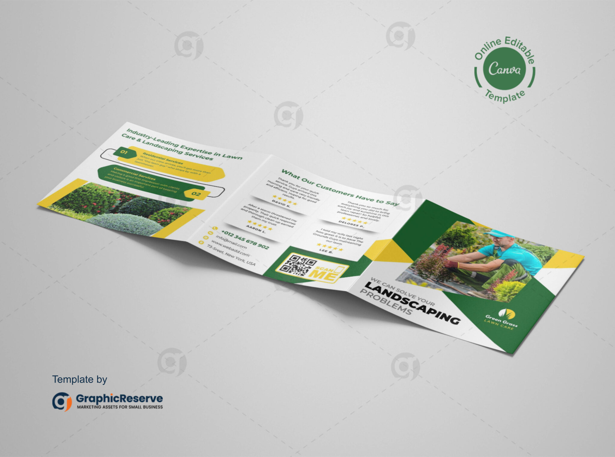 Lawn & Landscaping Square Brochure Template