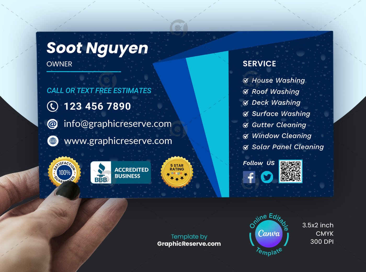 Pressure Washing Business Card Design Template