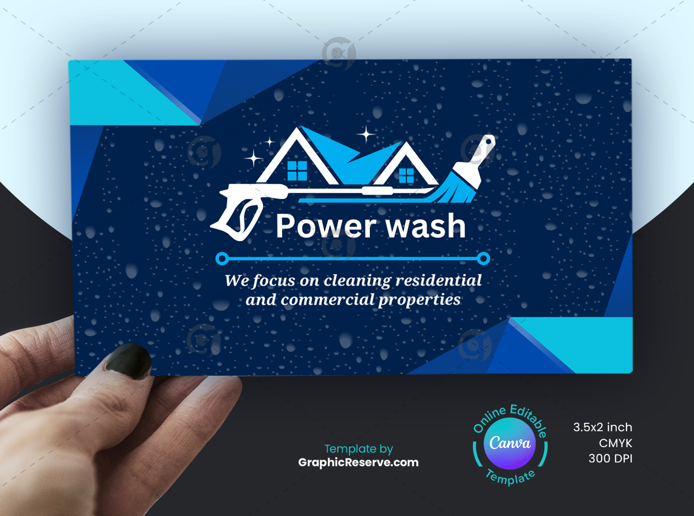 Pressure Washing Business Card Design Template