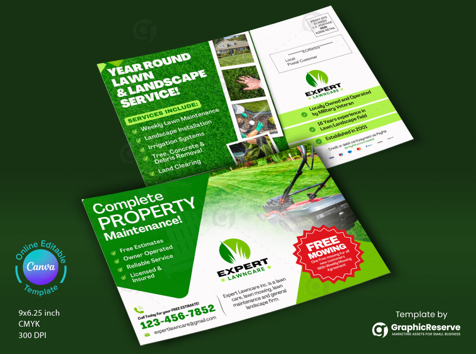 Complete Property Maintenance Lawn Care EDDM Canva Template - Graphic ...