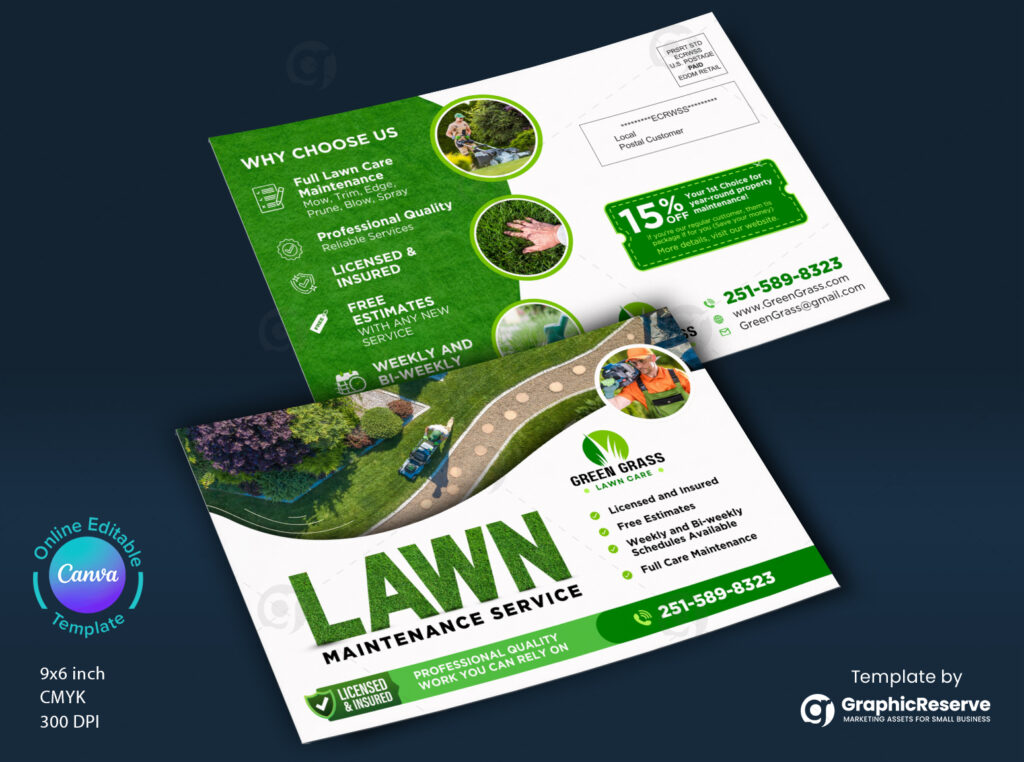 Lawn Care And Landscaping Maintenance EDDM Postcard Template