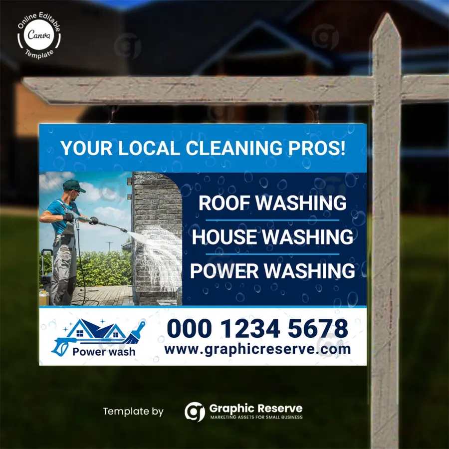 Pressure Washing Yard Sign Design Template | Canva Template