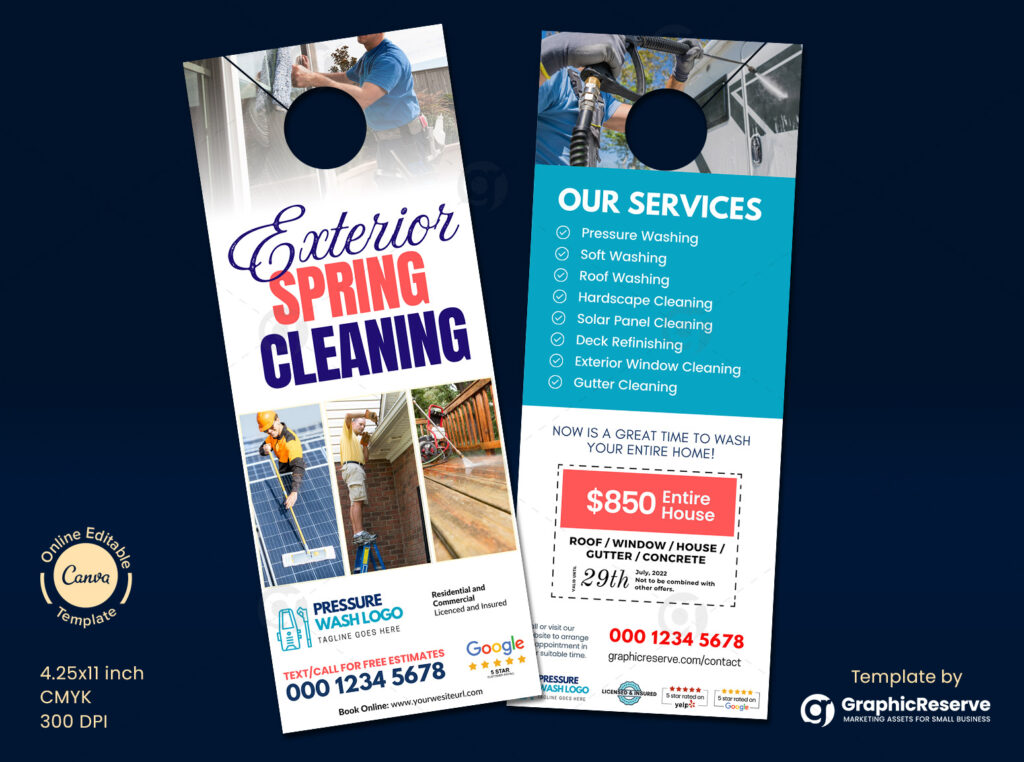 Exterior Spring Cleaning Door Hanger Design Canva Template (2 Varients ...
