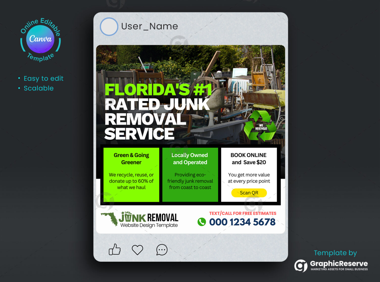 Junk Removal Social Media Banner Canva Template