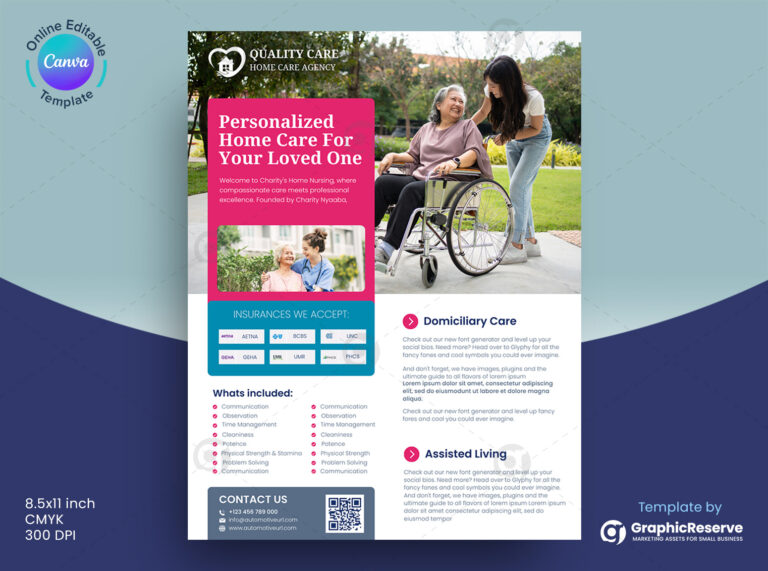 Caregivers Hiring Home Care Canva Flyer 3 in 1 Bundle Template